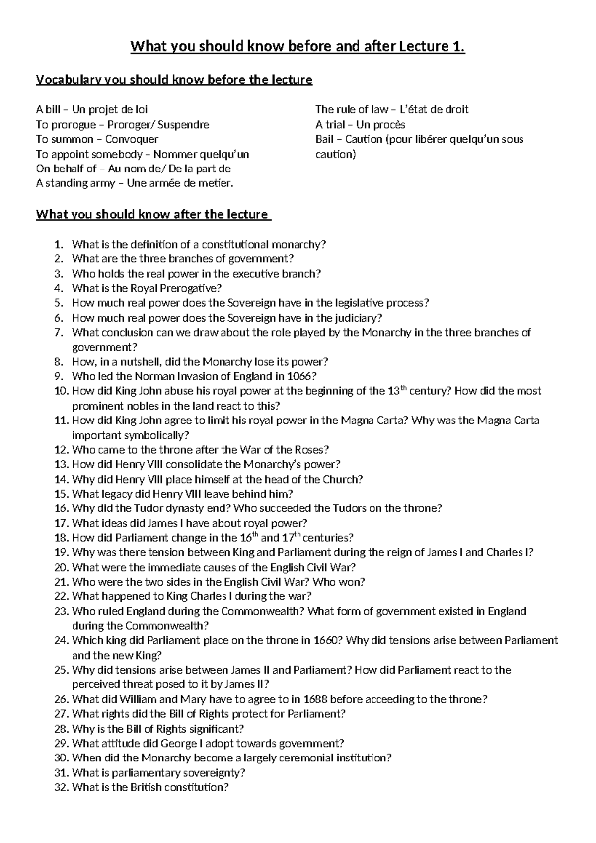 What you should know - UK Lecture 1 - What you should know before and ...