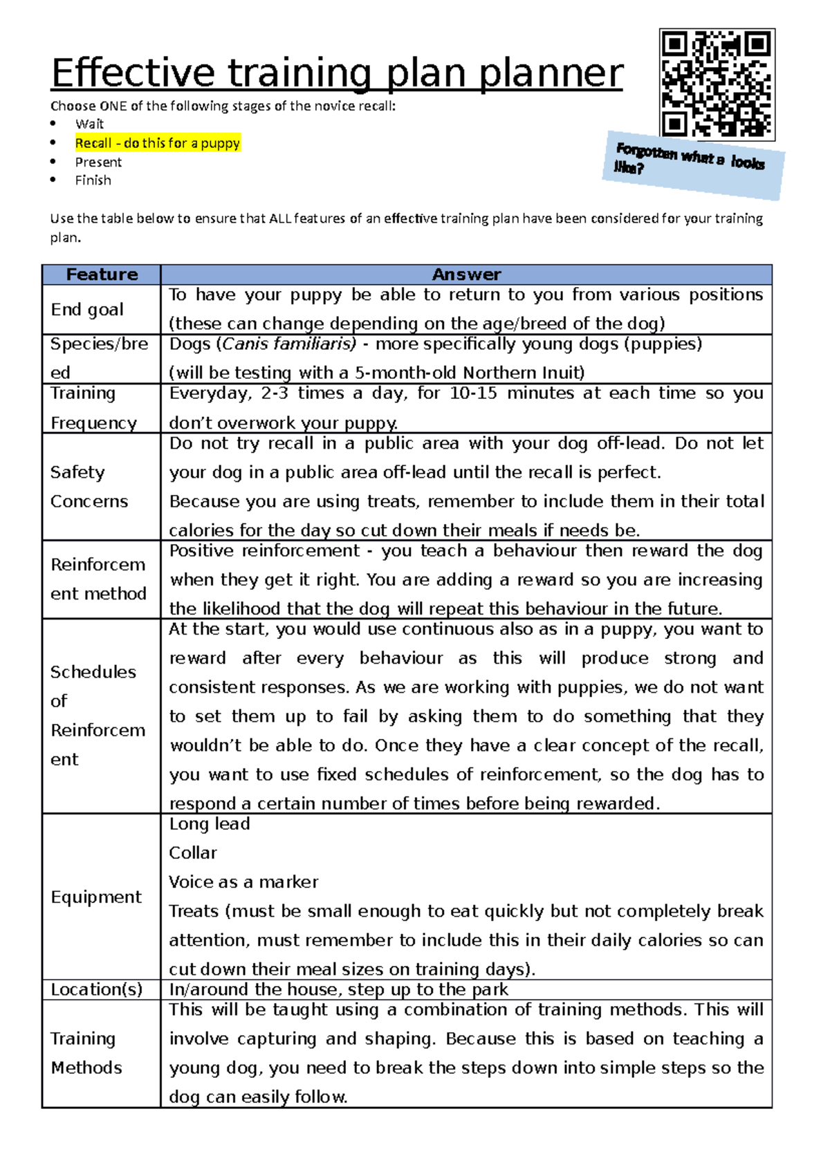 Marked Training Plan - Efective training plan planner Choose ONE of the ...