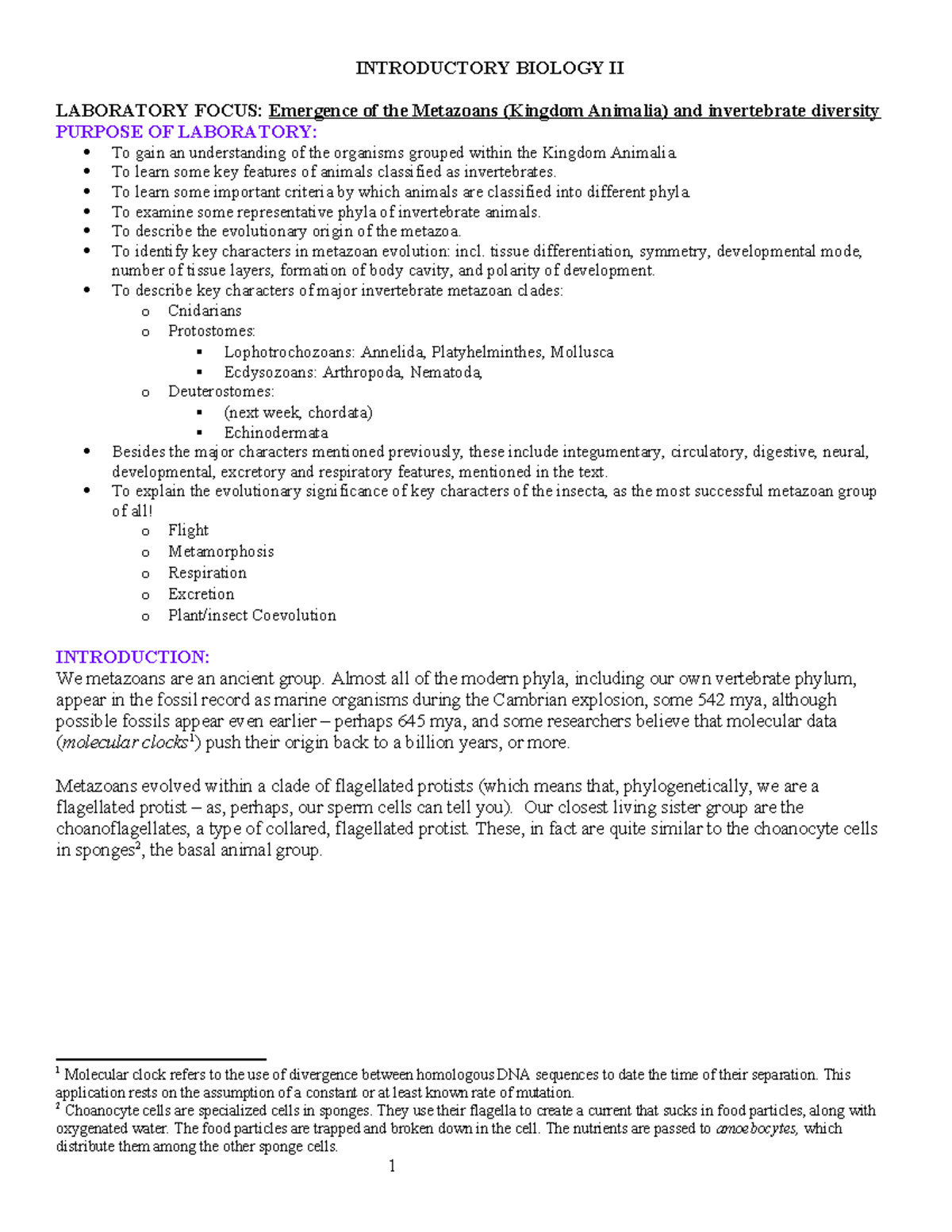 Bio 2 Lab 7 - Sanjana Sian - INTRODUCTORY BIOLOGY II LABORATORY FOCUS ...