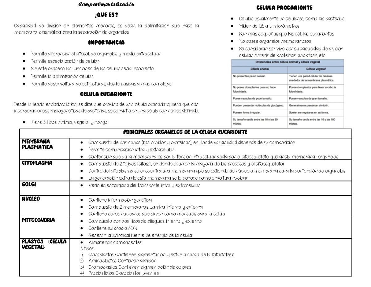 Solemne 1 Biocel - Células, biomoleculas orgánicas y membrana celular ...