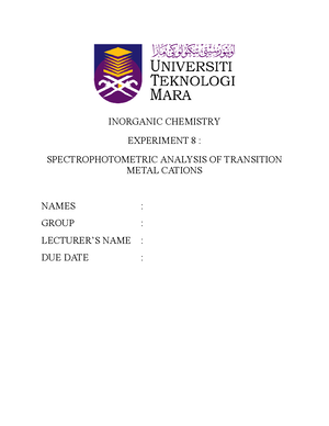 CHM477 Experiment 6 - OBJECTIVES To determine the oxalate content in coordination compounds ...