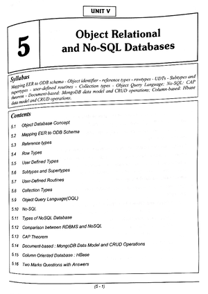 Two Mark AD3391 Data base design and management - AD3391 – DATABASE DESIGN AND MANAGEMENT UNIT I ...