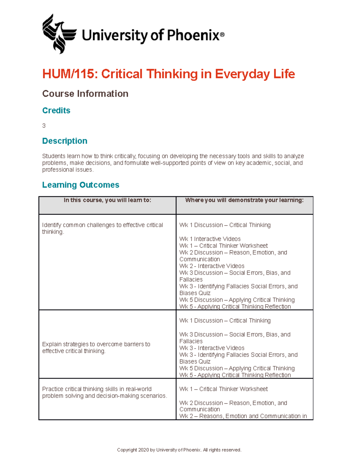 Hum115 v9 Bb syllabus - HUM/115: Critical Thinking in Everyday Life ...