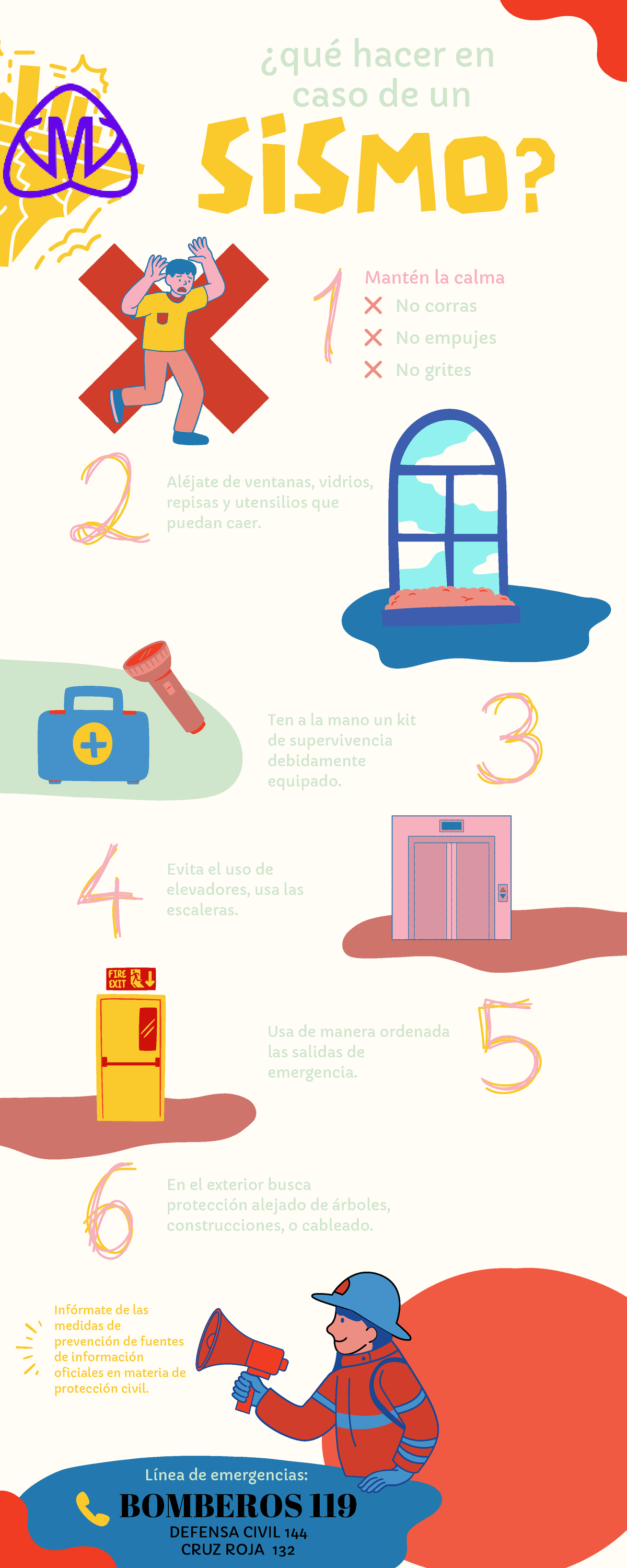 Infografia que hacer en caso de un sismo ilustrado azul - ¿qué hacer en ...