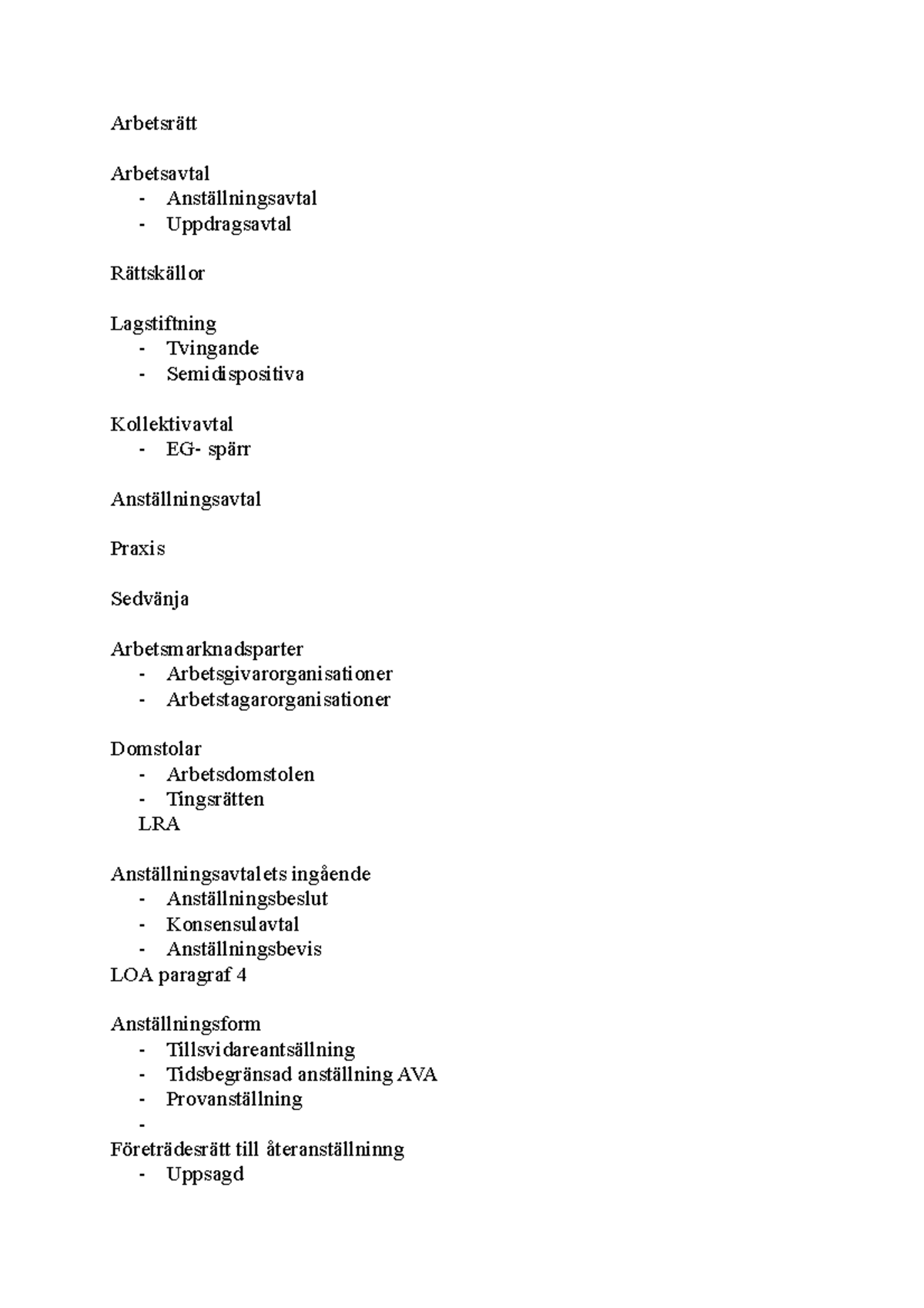 Arbetsrätt - Arbetsrätt Arbetsavtal - Anställningsavtal - Uppdragsavtal ...