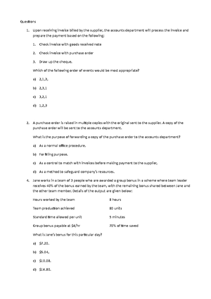 MA1-specimen exam-Questions - FOUNDATIONS IN ACCOUNTANCY Management ...