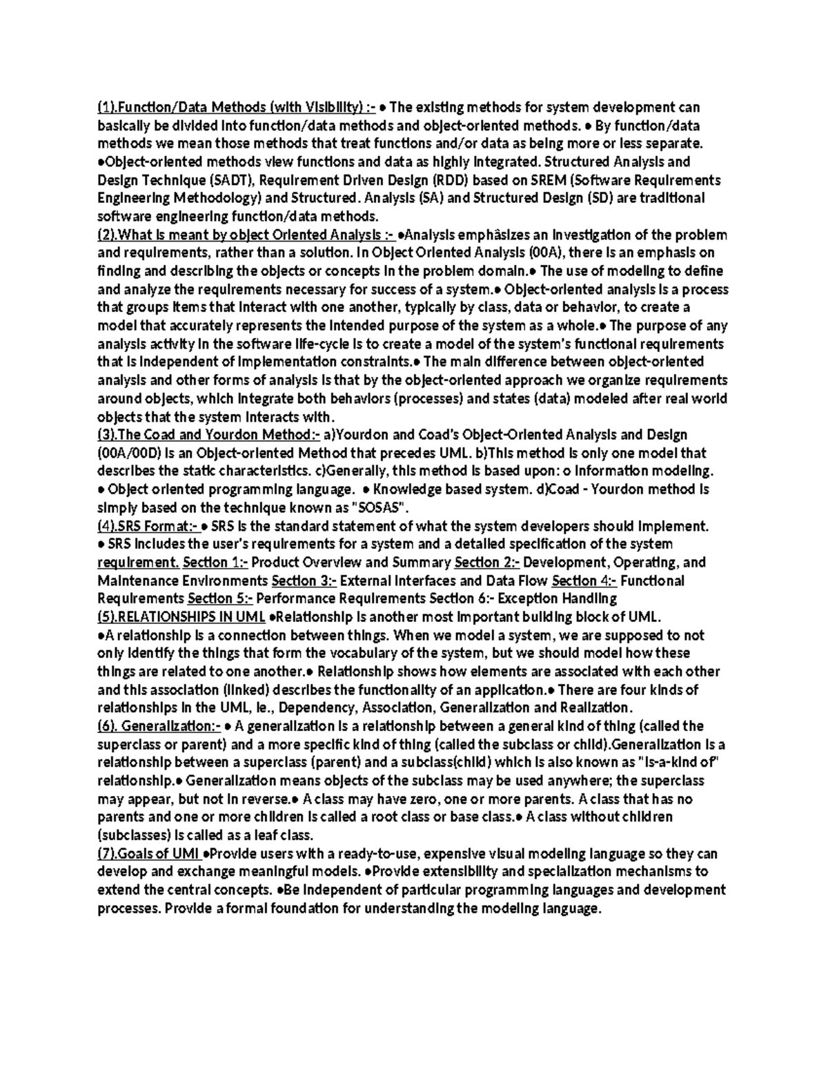 Oose new - (1).Function/Data Methods (with Visibility) :- • The existing methods for system ...