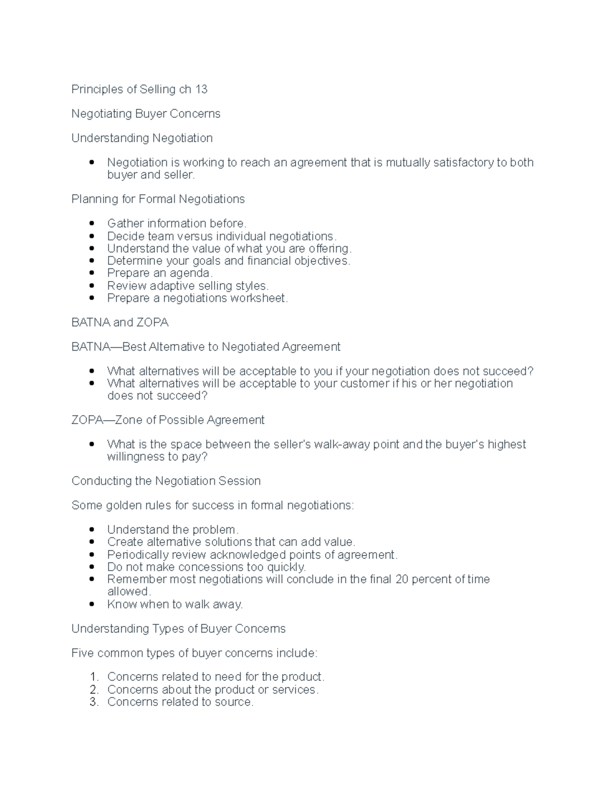 Selling notes ch13 - Principles of Selling ch 13 Negotiating Buyer ...