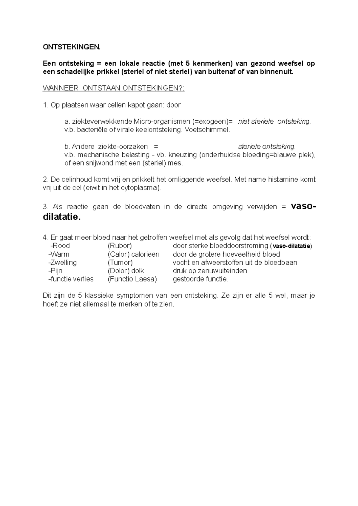 Les 3 Ontstekingen - anatomie/fysiologie - ONTSTEKINGEN. Een ontsteking ...