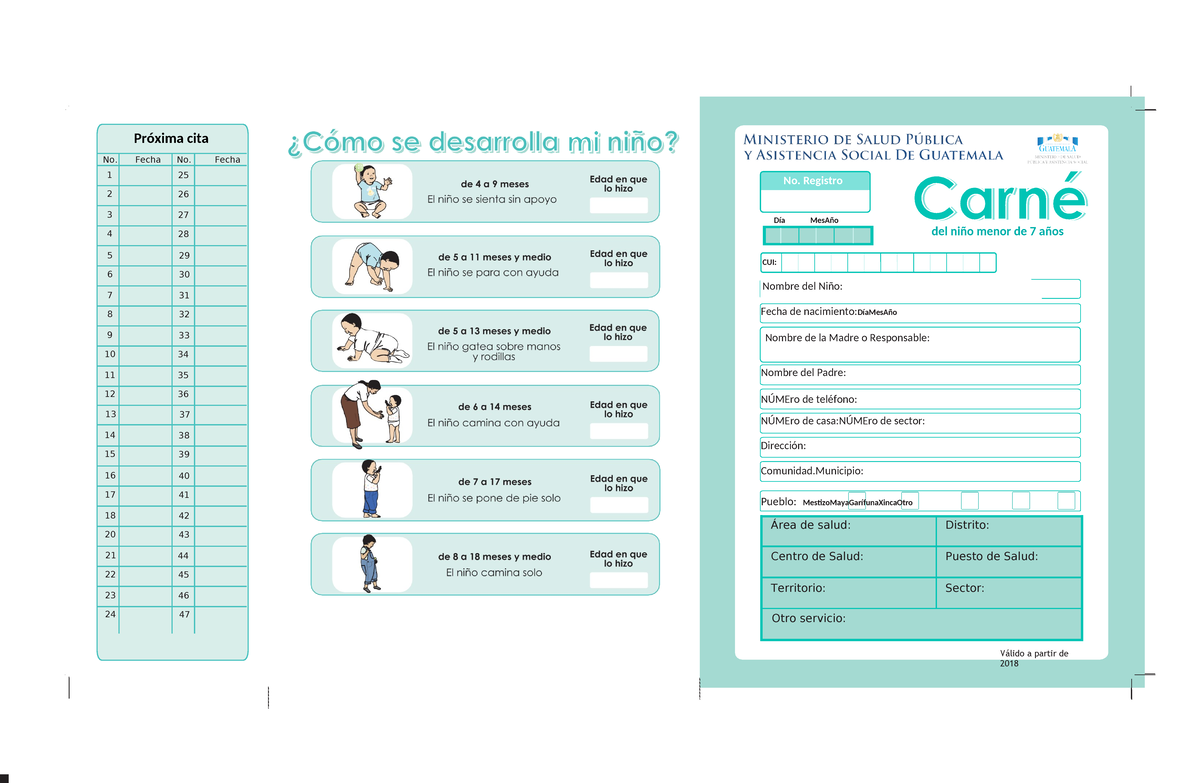 Carnet- Niños-Convertido - No. Registro Día MesAño del niño menor de 7 ...