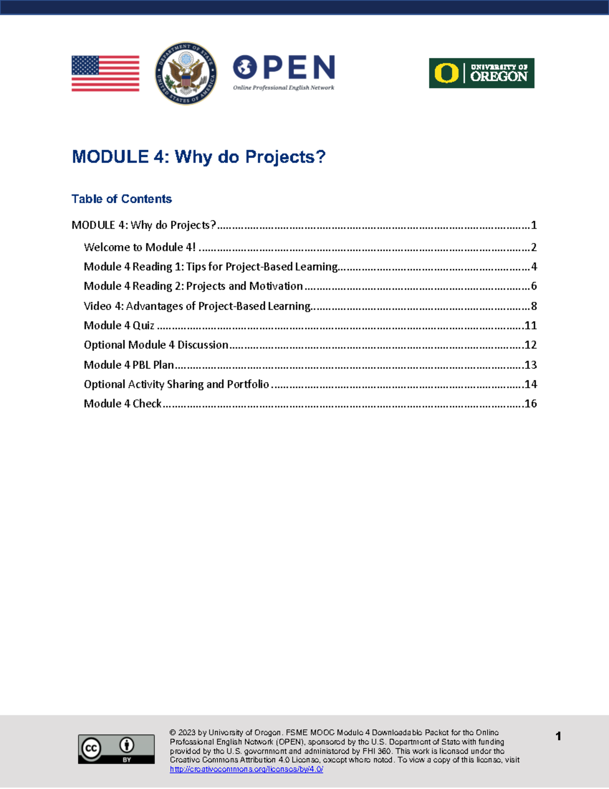 FSME MOOC Module 4 Packet - © 20 Professional English Network (OPEN), sponsored by the U ...