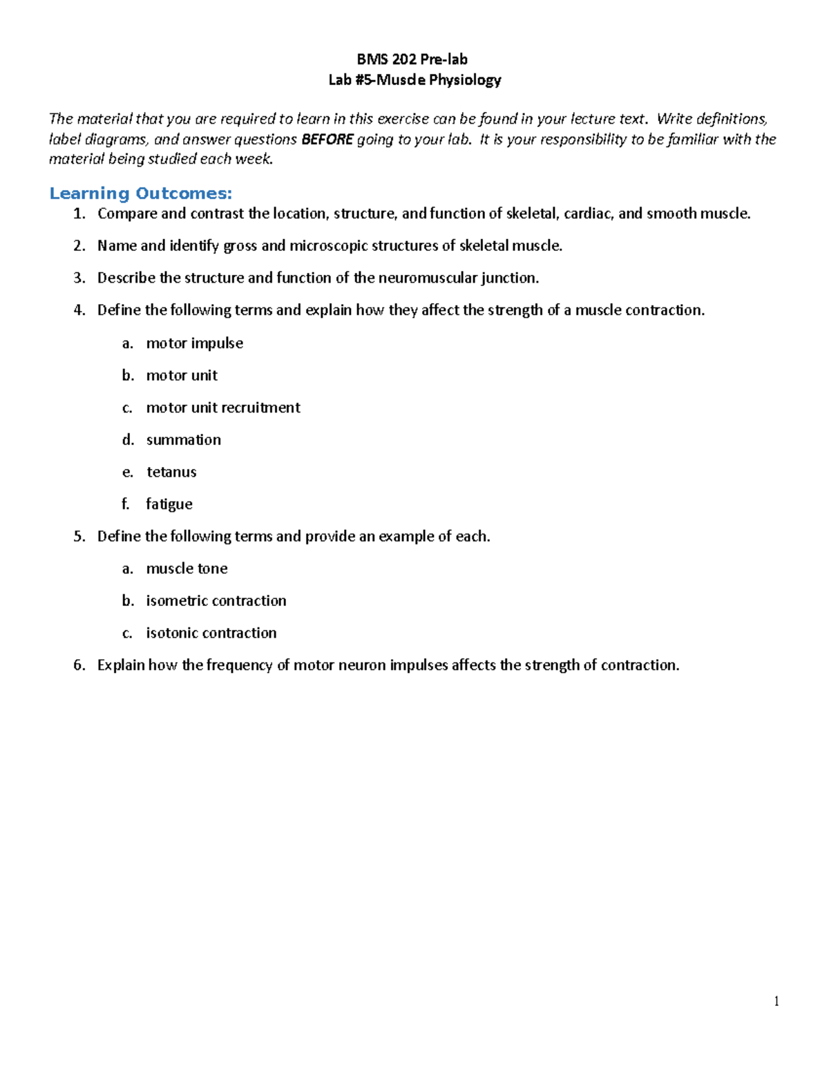 Pre-Lab for Lab 5 Muscle Physiology-accessible-W23 - BMS 202 Pre-lab Lab #5-Muscle Physiology ...
