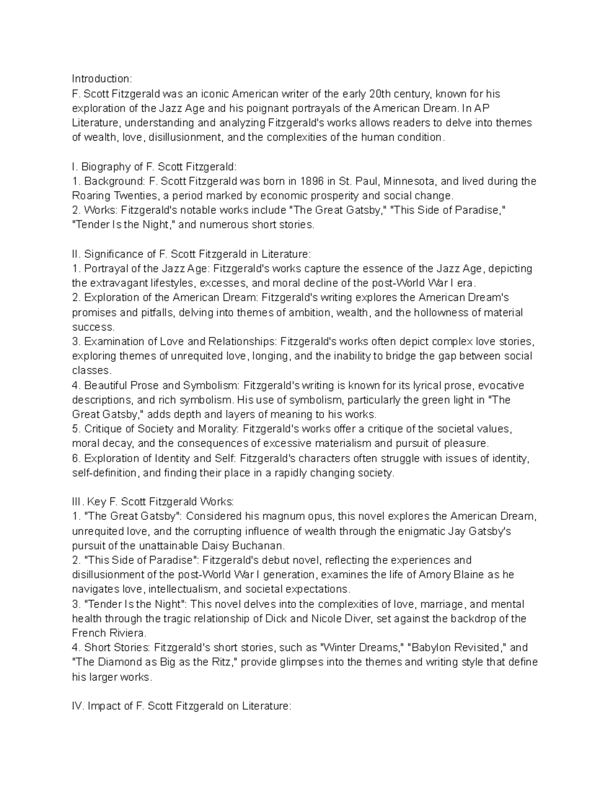 F. Scott Fitzgerald in AP Literature - Introduction: F. Scott ...