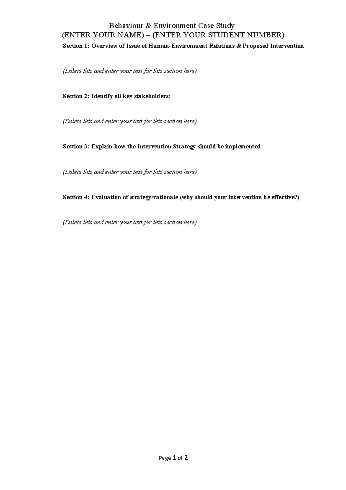 Case Study Submission Template - Behaviour & Environment Case Study ...