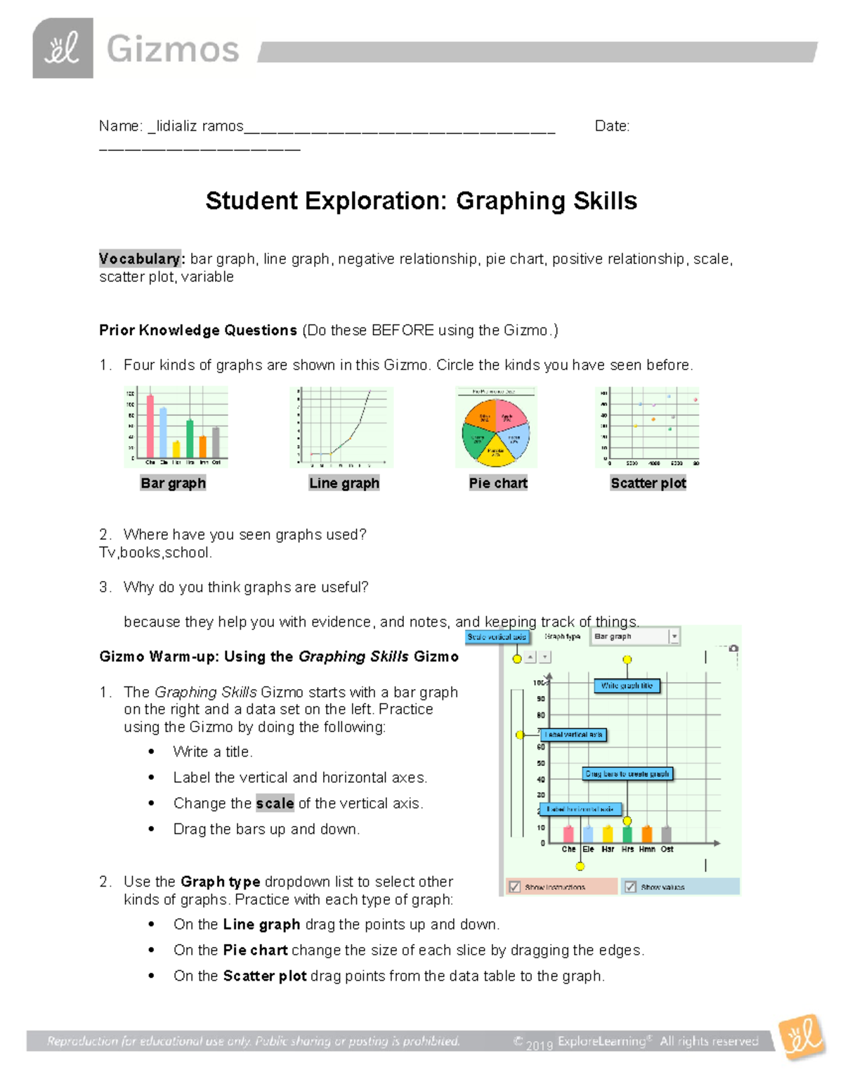 Graphing Skills SE - im not surre - Name: lidializ ramos