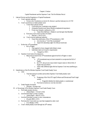 Chapter 6 Outline - Chapter 6 Outline -In colonial time deterrence was the primary goal -to ...