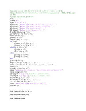 lab assignment using matlab - ASSIGNMENT NO.- 1- DIFFERENTIAL CALCULAS DATE OF SUBMISSION -8/12 ...