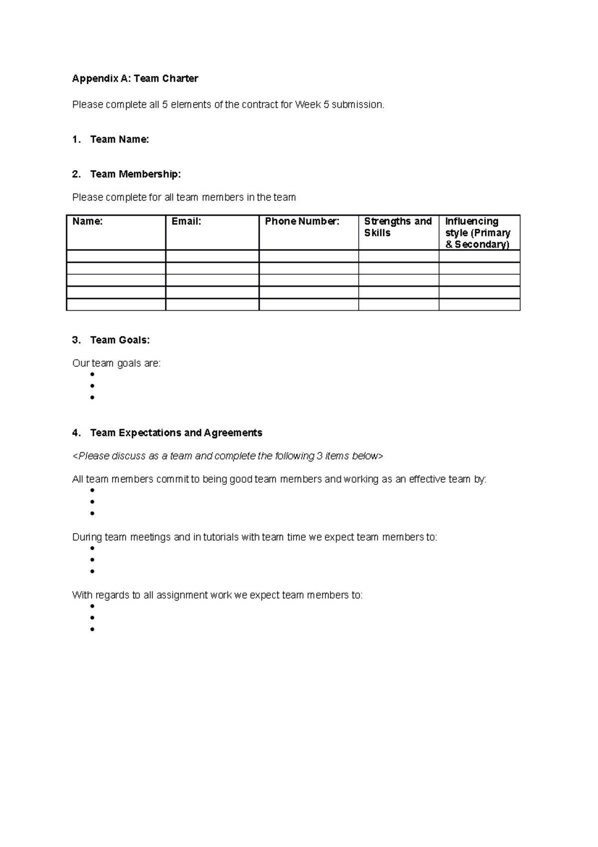 BUS10012 Team Charter template REV2 - Appendix A: Team Charter Please ...