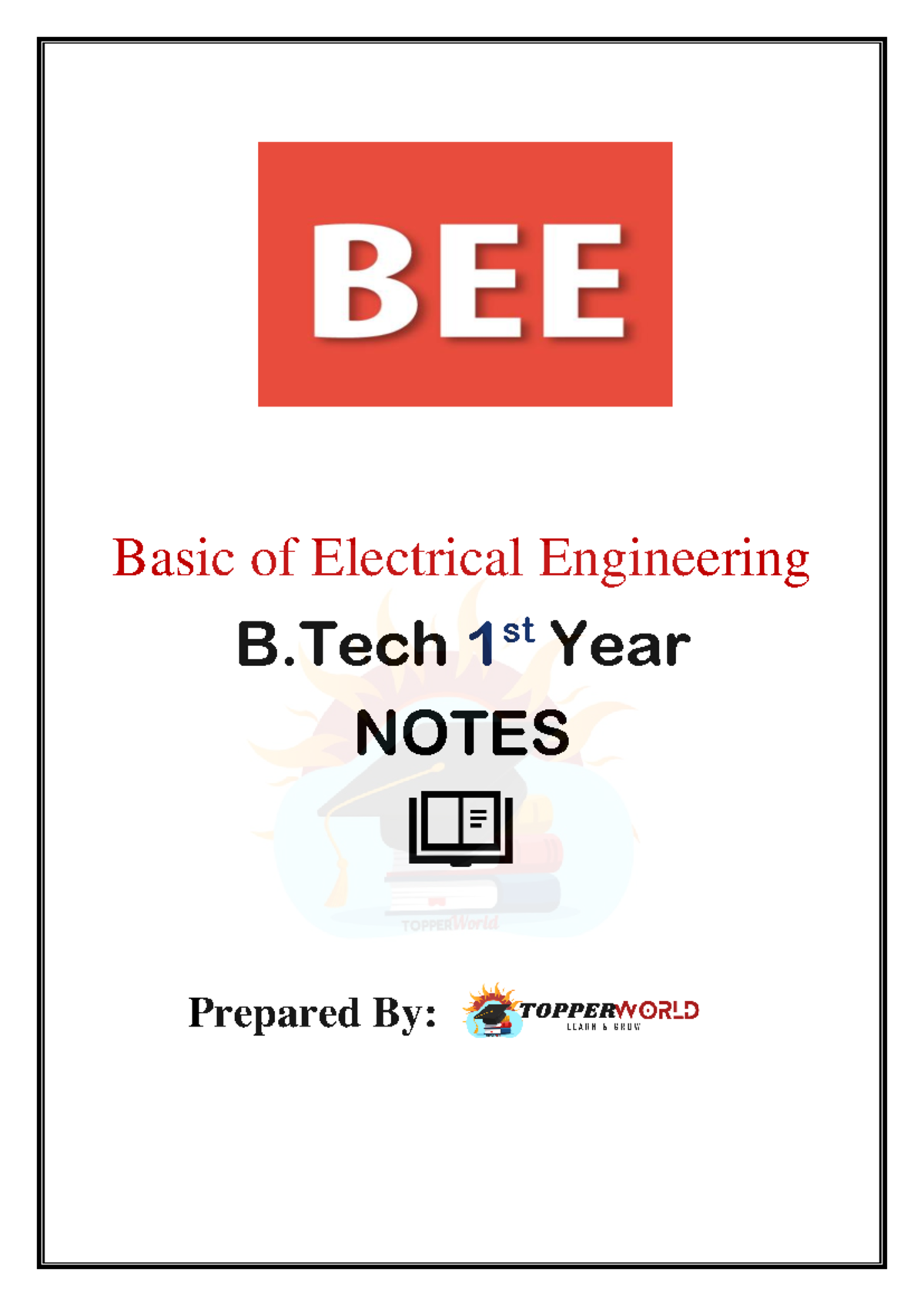 Bee - bee - Basic of Electrical Engineering B 1 st Year NOTES Prepared ...
