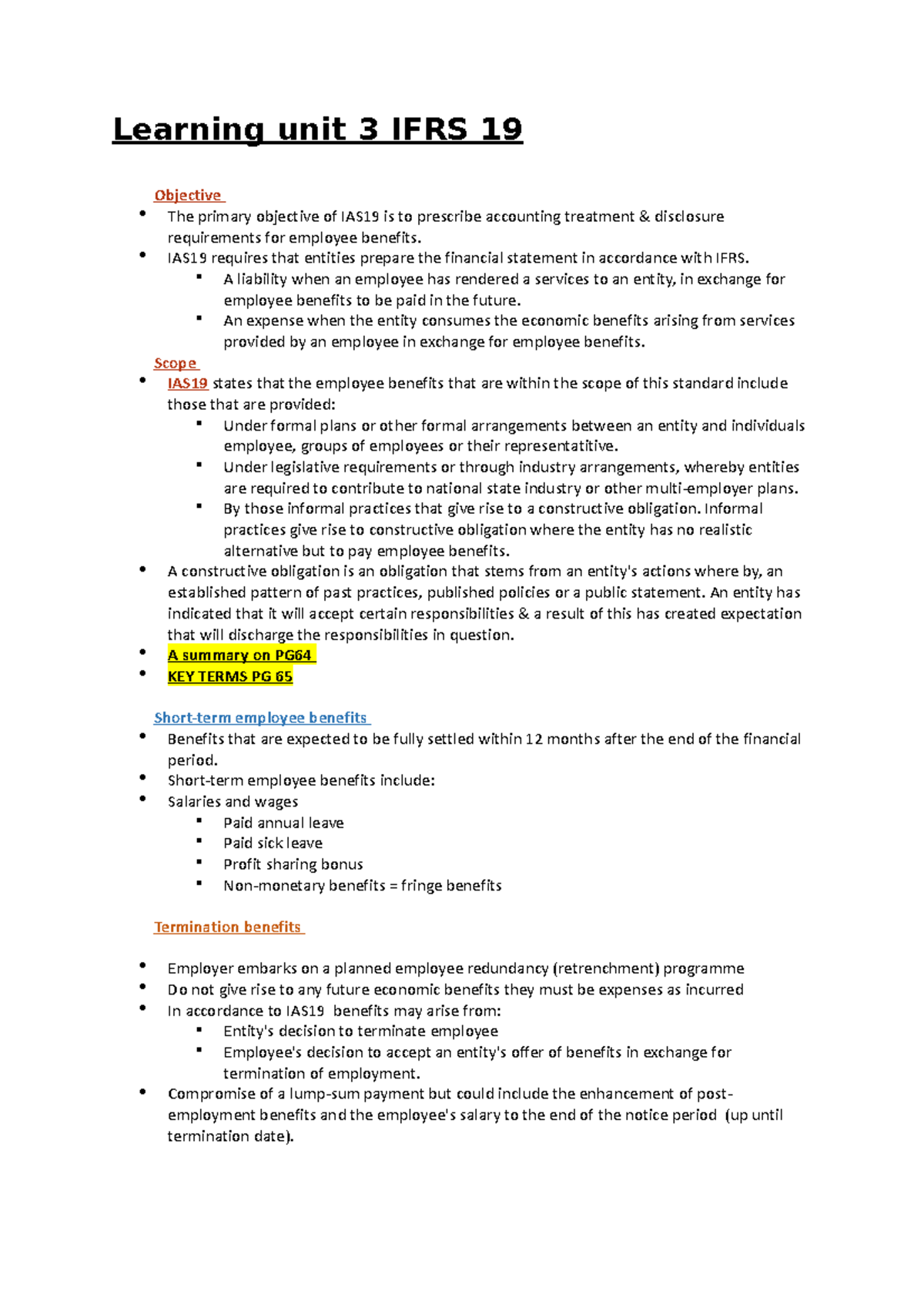 Learning unit 3 IFRS 19 - ACBP6222 - Learning unit 3 IFRS 19 Objective ...