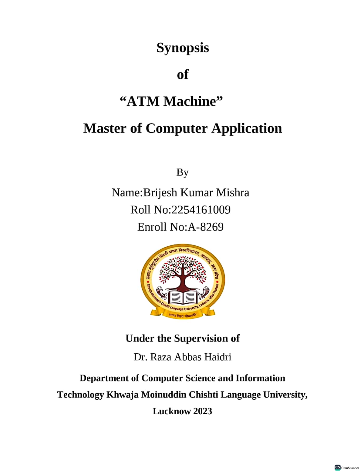 Atm Management - Summary Masters of Computer Application - Studocu