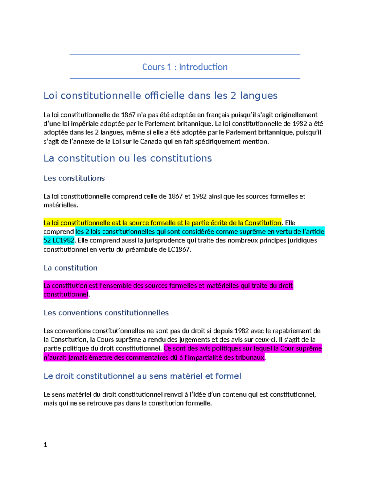 Notes de Cours - St Hilaire - Cours 1 : Introduction Loi ...