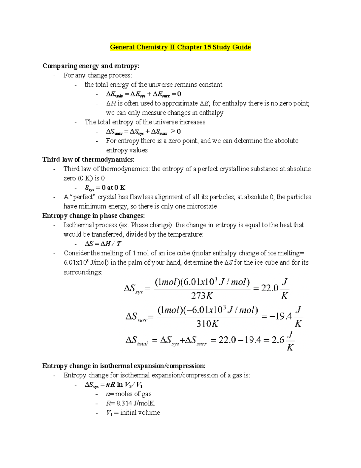 General Chemistry II Chapter 15 Study Guide Pt 4 - General Chemistry II ...