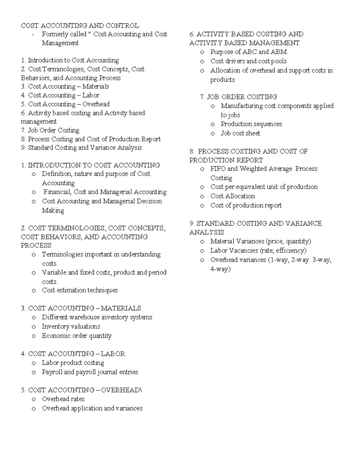 COST Accounting AND Control - COST ACCOUNTING AND CONTROL Formerly ...