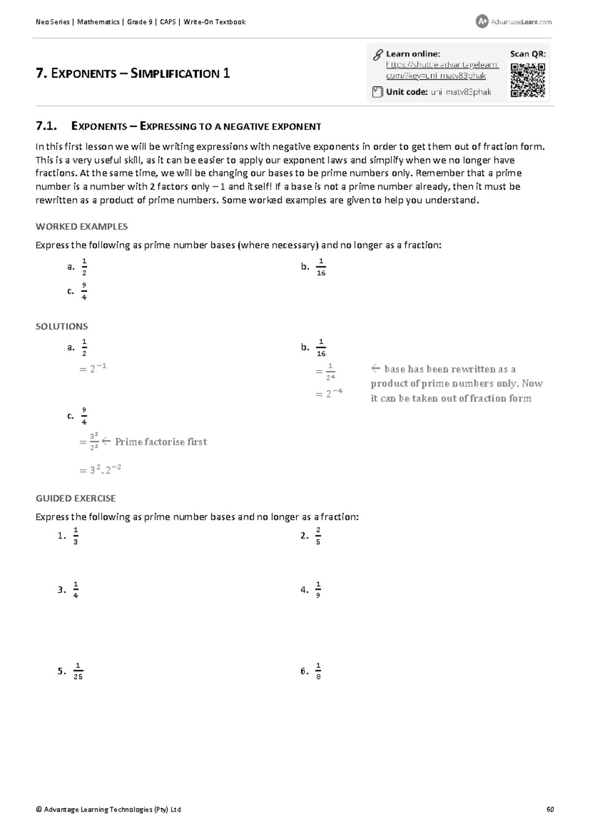 Advantage Learn Neo Series Mathematics Grade 9 Ed2 CAPS Unit - Neo ...