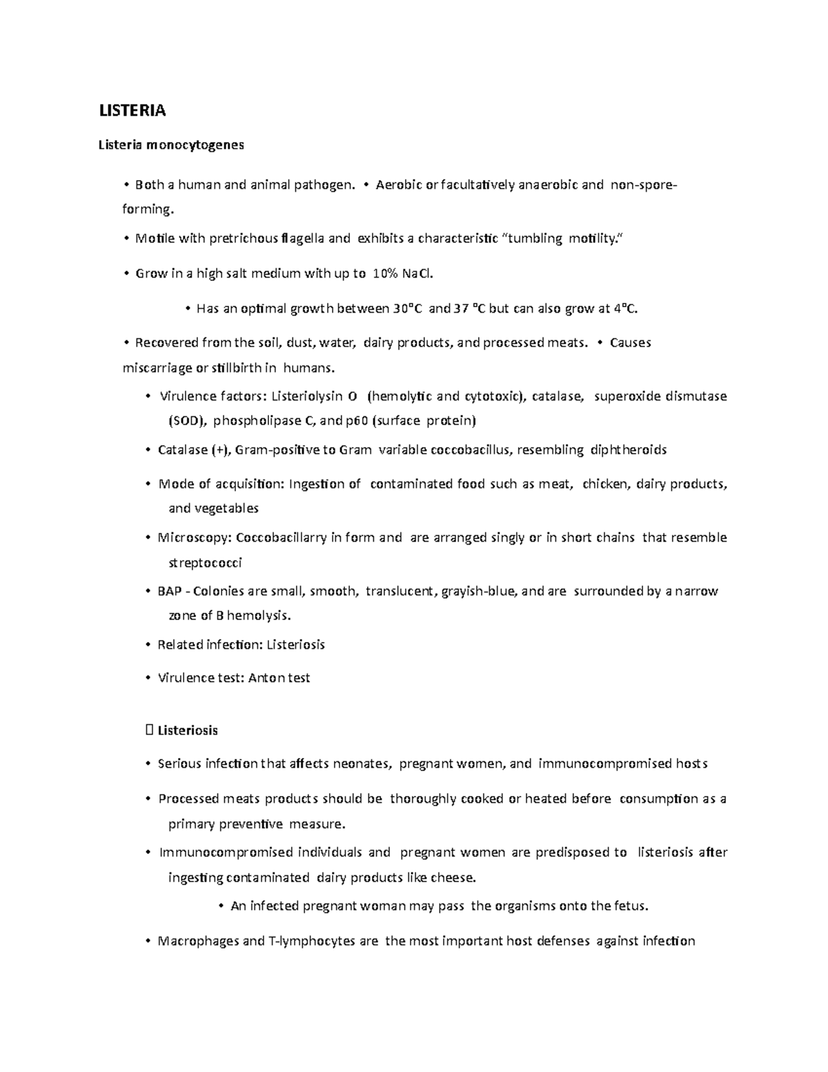 Listeria - LISTERIA Listeria monocytogenes ∙ Both a human and animal ...