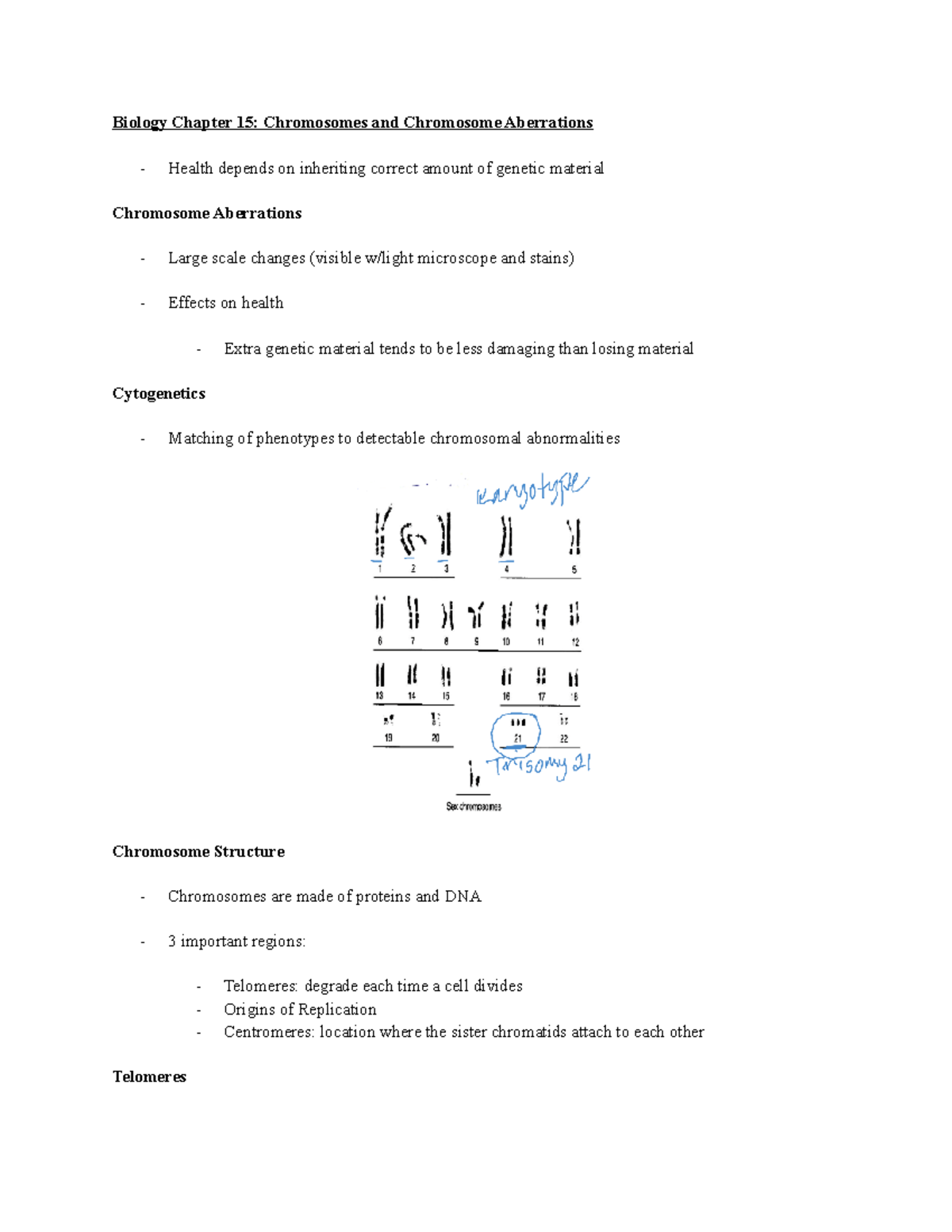 Biology Chapter 15 Chromosomes and Chromosome Aberrations - Biology ...