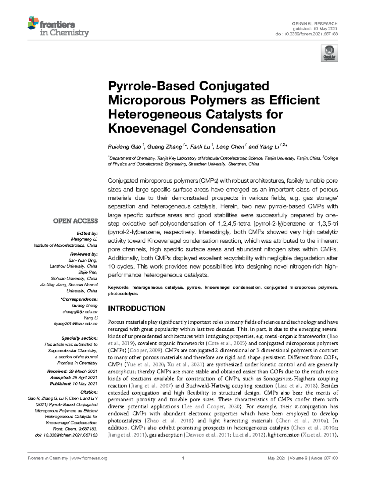 Fchem-09-687183 - resaerch article - Pyrrole-Based Conjugated Microporous Polymers as Efficient ...