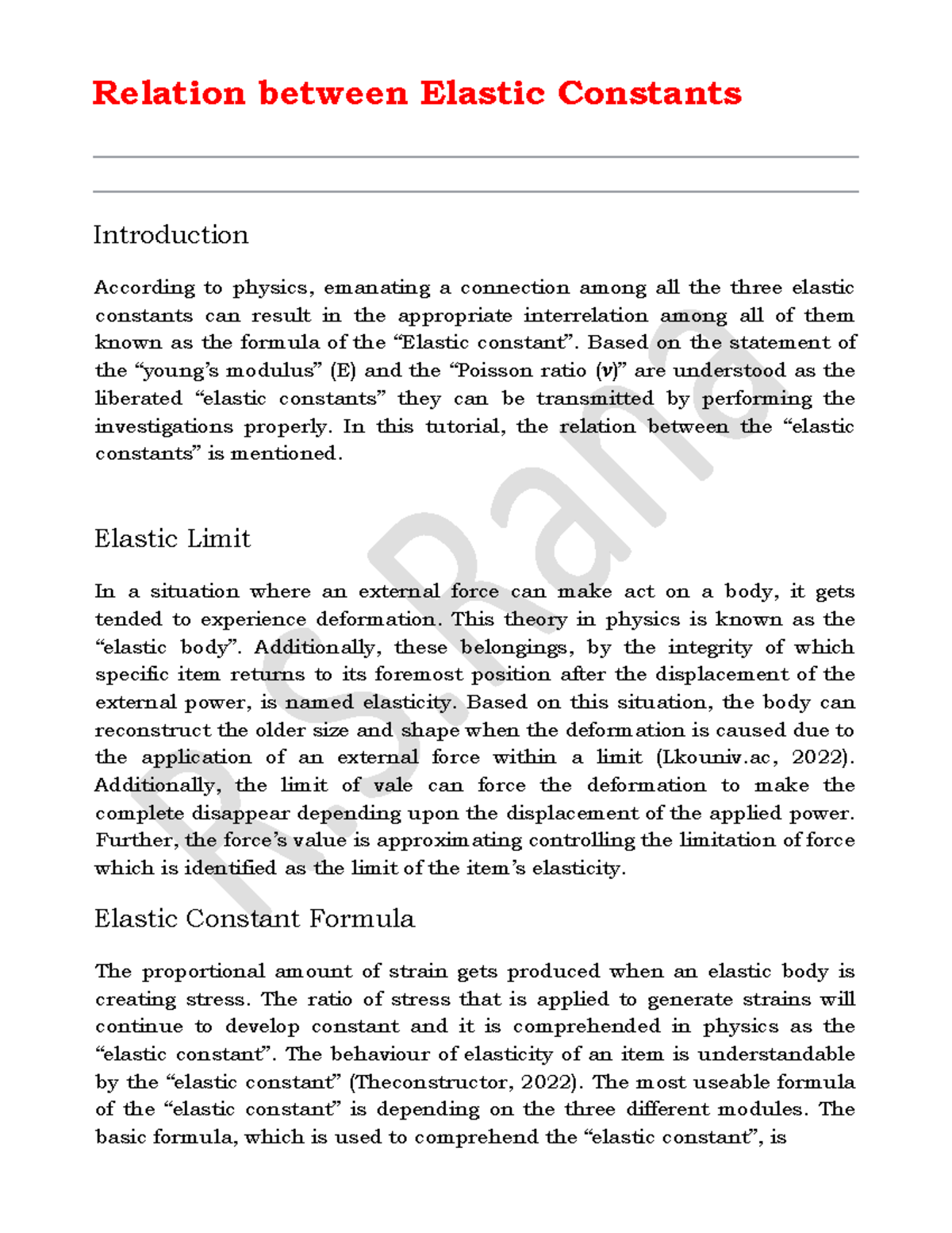Relation between Elastic Constants - Relation between Elastic Constants ...