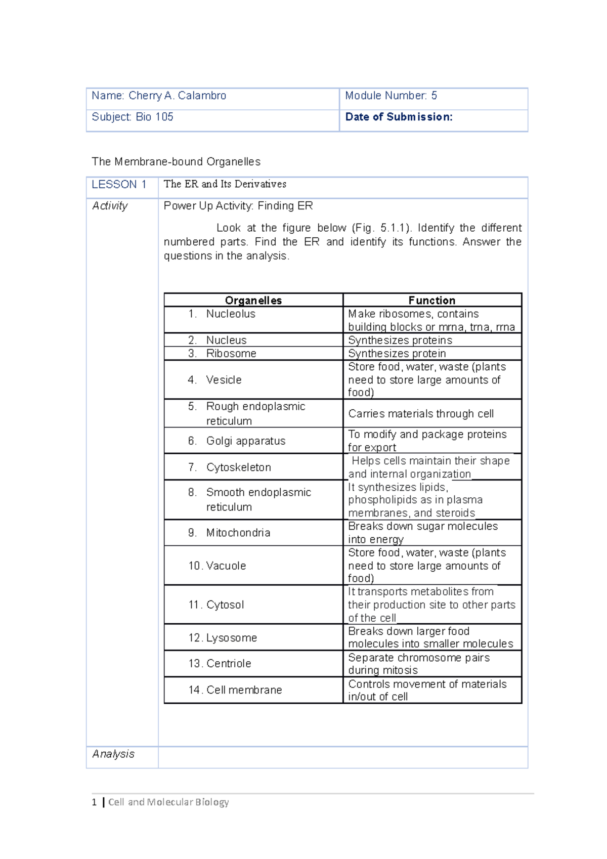 Cherry Calambro Module 5 - Name: Cherry A. Calambro Module Number: 5 ...