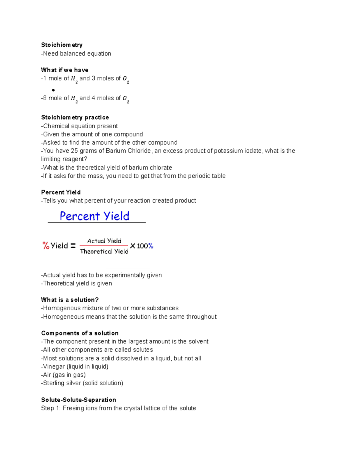 CHMY 121 Notes Unit 3 - Stoichiometry -Need balanced equation What if ...