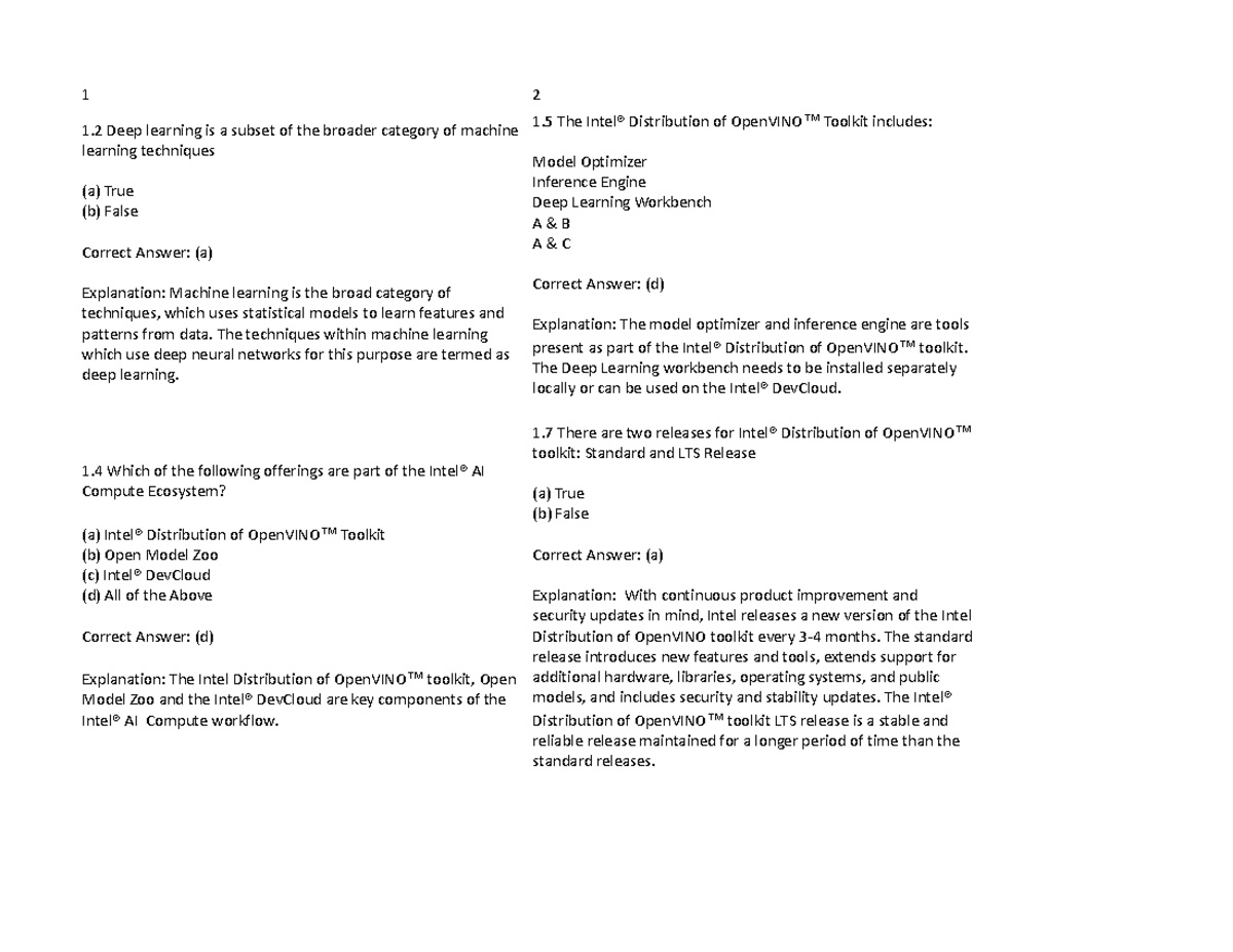 Quiz basic formet - 1 2 1 Deep learning is a subset of the broader category of machine learning ...