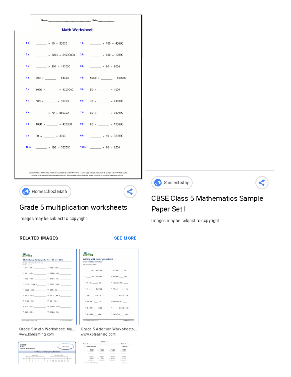 Simple 5th class maths assignment questions - Google Search - ALL ...