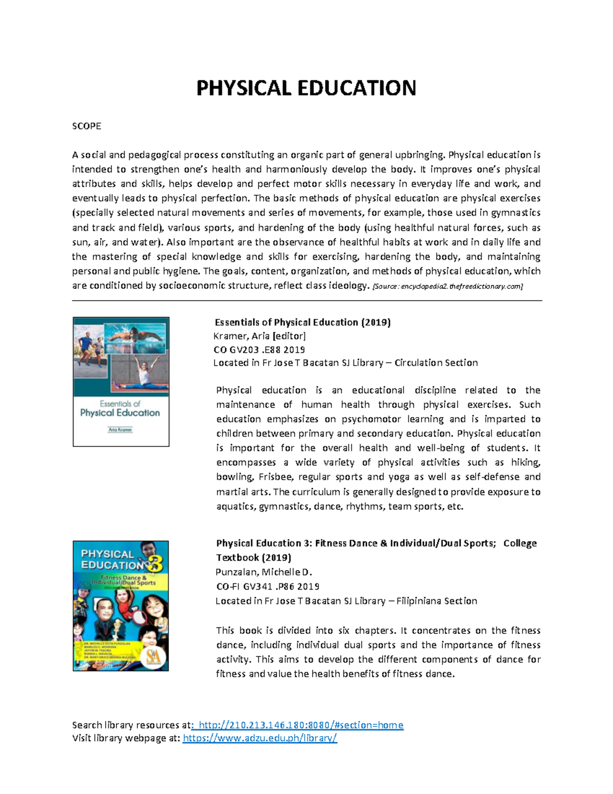 Physical-Education - Notes - Search library resources at: 210.213.146 ...