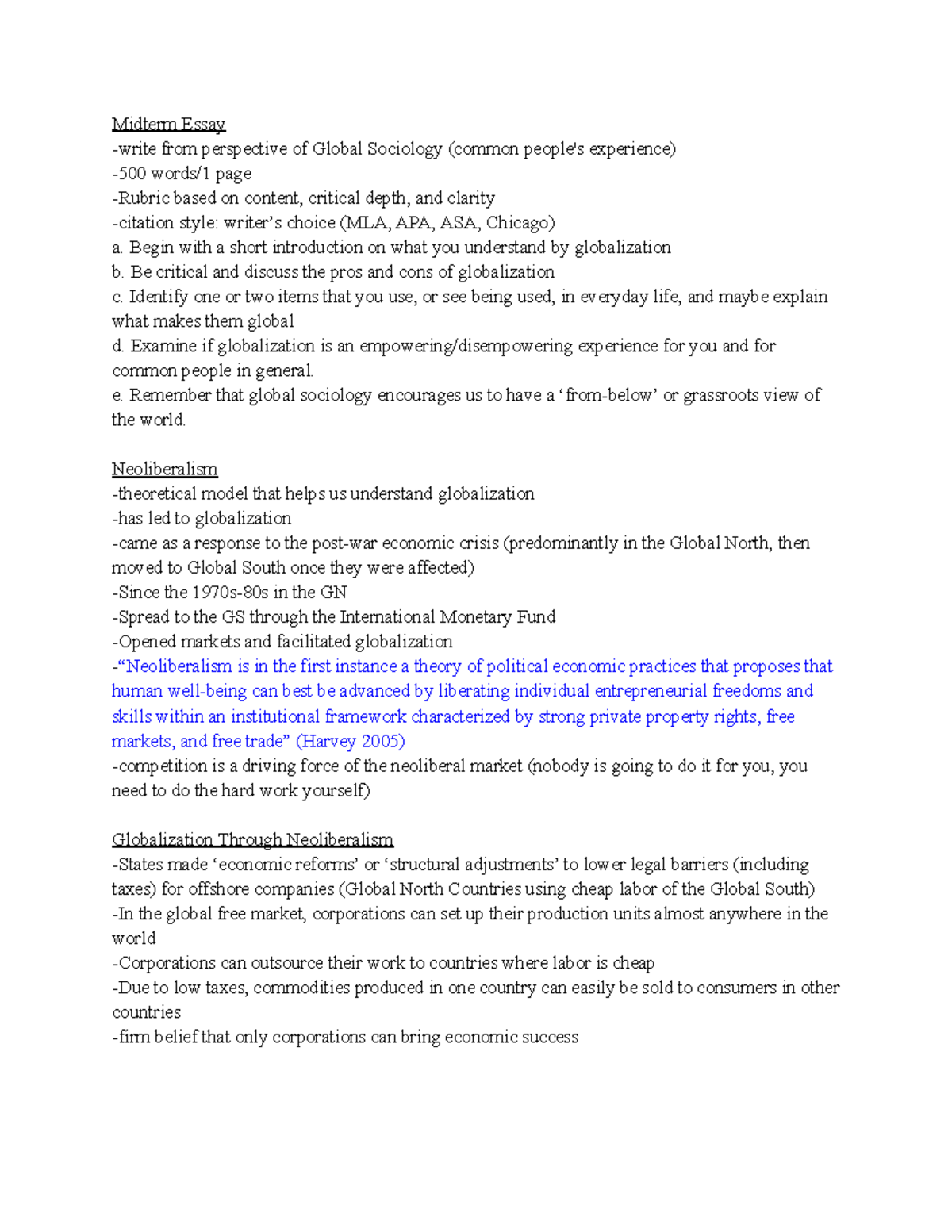 SOCI 1701 Module 2 Notes - Midterm Essay -write from perspective of ...