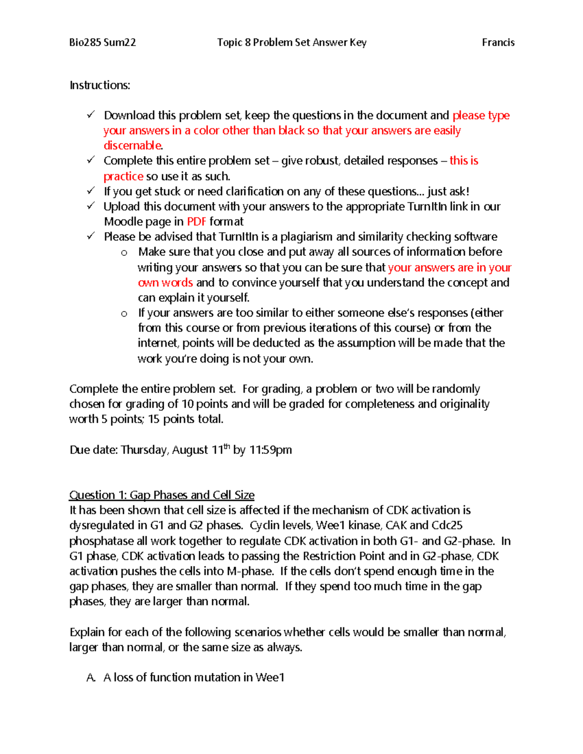 Problem Set Topic 8 - Instructions: ü Download this problem set, keep ...