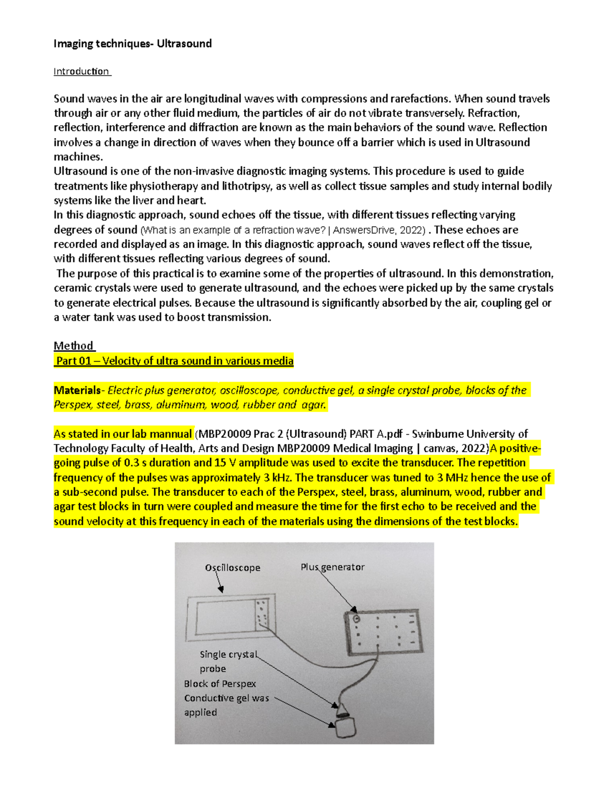 Lab 02 - ultrasound - Imaging techniques- Ultrasound Introduction Sound ...