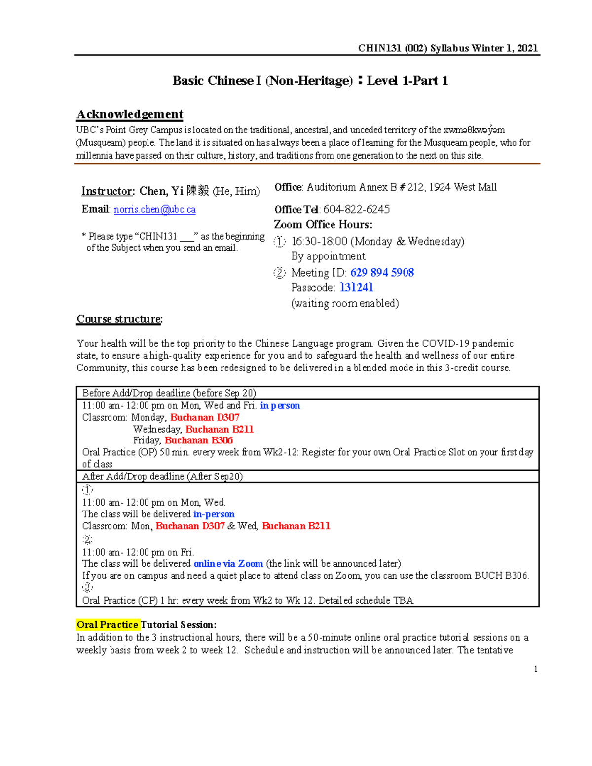 CHIN131 002 syllabus - Chinese - Basic Chinese I (Non-Heritage)：Level 1 ...