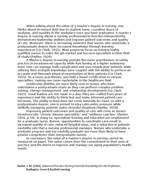 Week Two Paper - draft - Roles in Advanced Nursing Practice Chamberlain ...