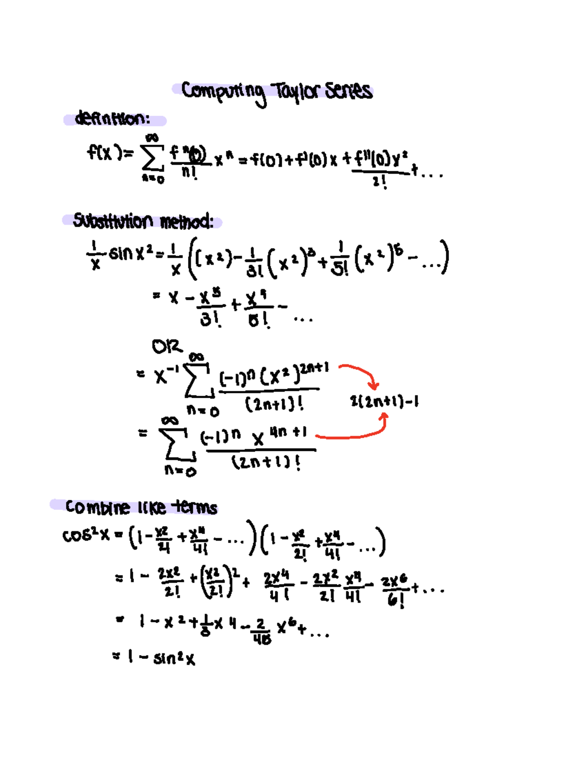 Lecture 4-Computing Taylor Series - ComputingTaylorseries definition f x n ftp x h s f lol tf o ...
