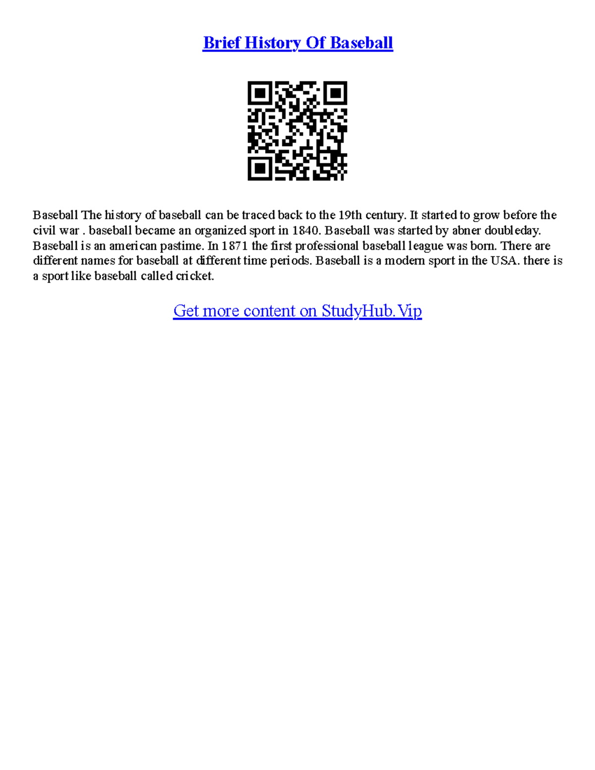 History Of Baseball Essay - Brief History Of Baseball Baseball The ...