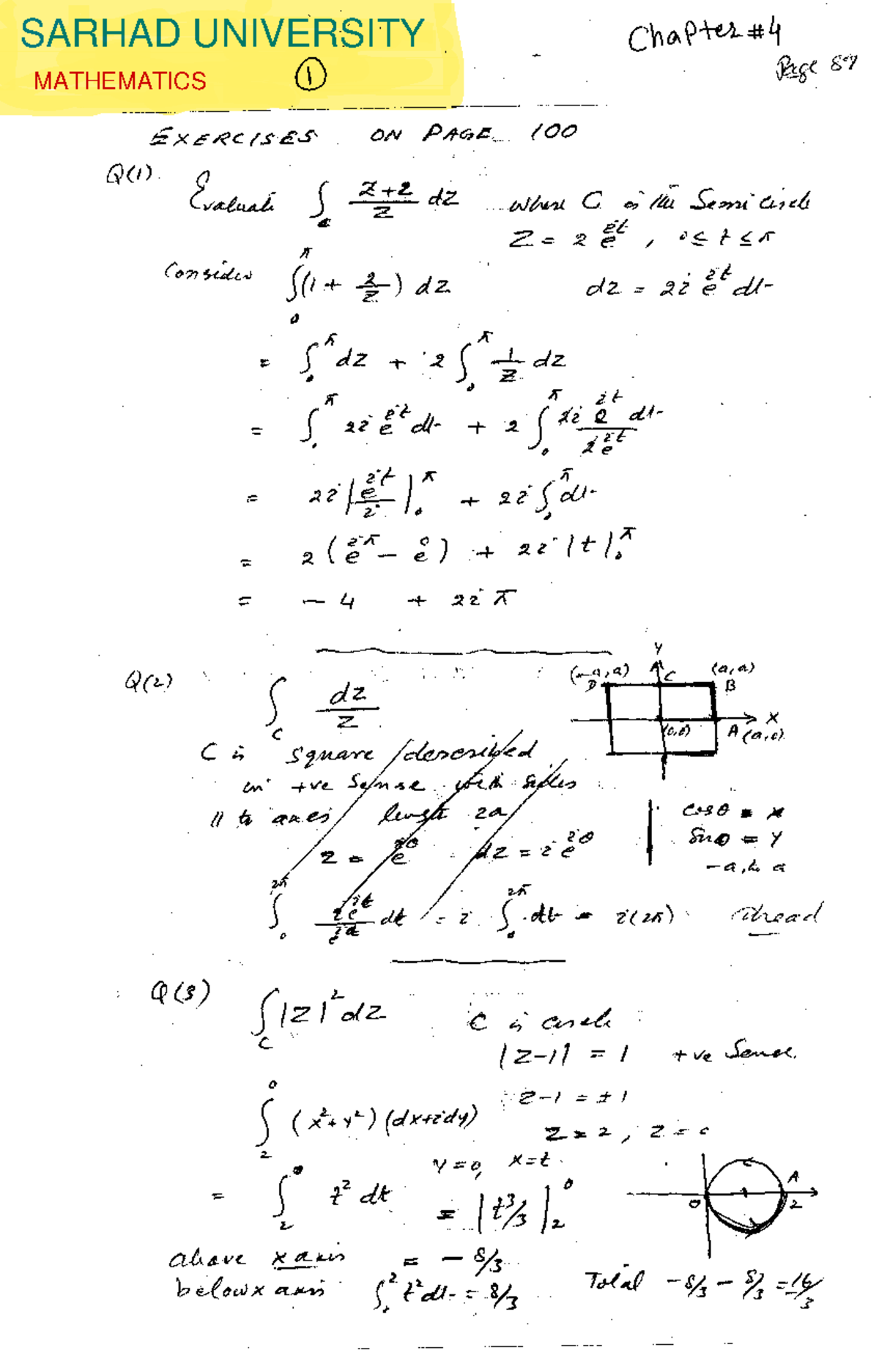 Solution-ch04 (2)-Complex Integration - Mechanical Engineering - Studocu