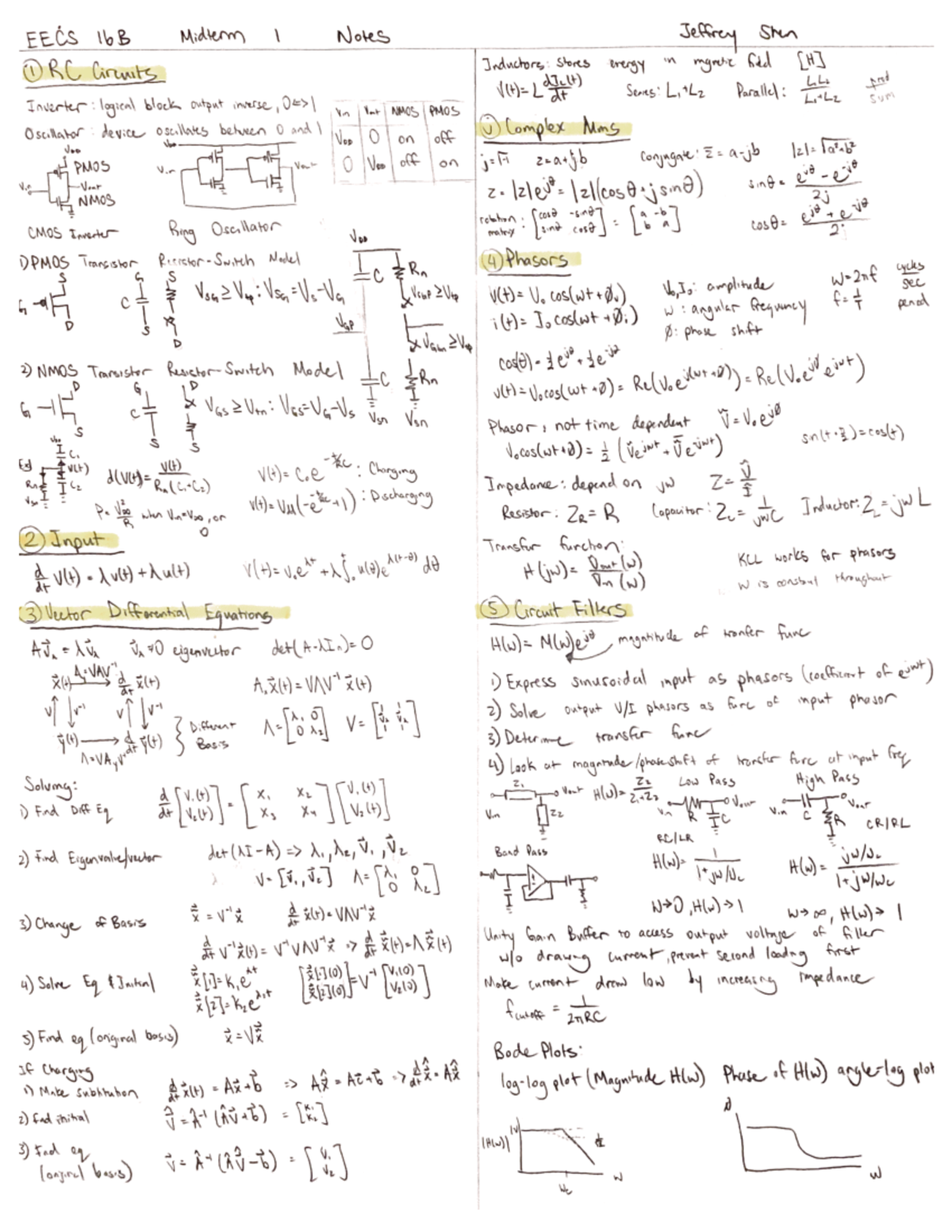 EECS 16B Formula Sheet - befjbdjbkdjsbkjdbkjdbfkjfdbkjfd - Studocu
