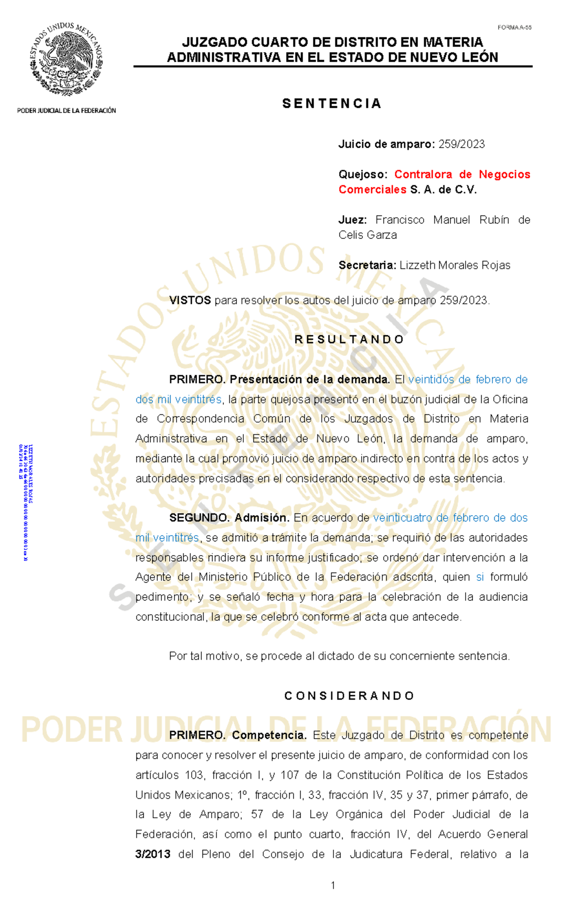 Sentencia - SDSDSD - JUZGADO CUARTO DE DISTRITO EN MATERIA ...