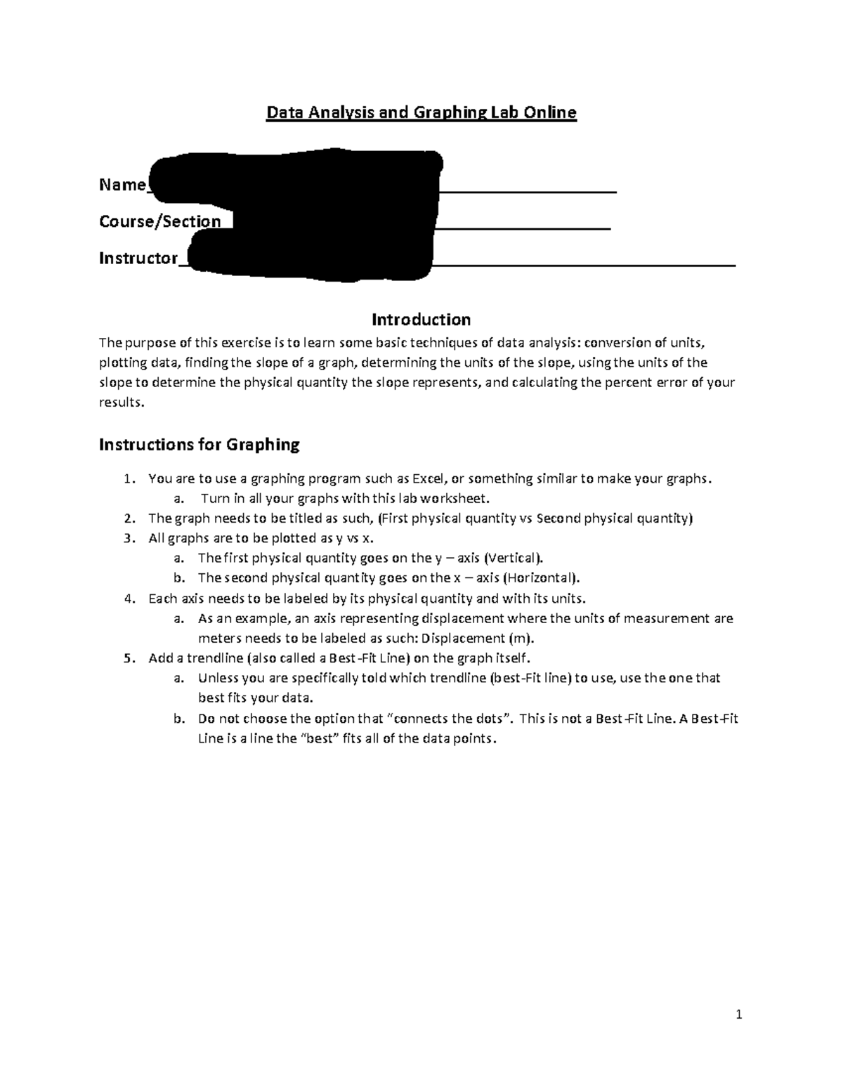 Fall2023 Data Analysis and Graphing Online - Data Analysis and Graphing Lab Online - Studocu