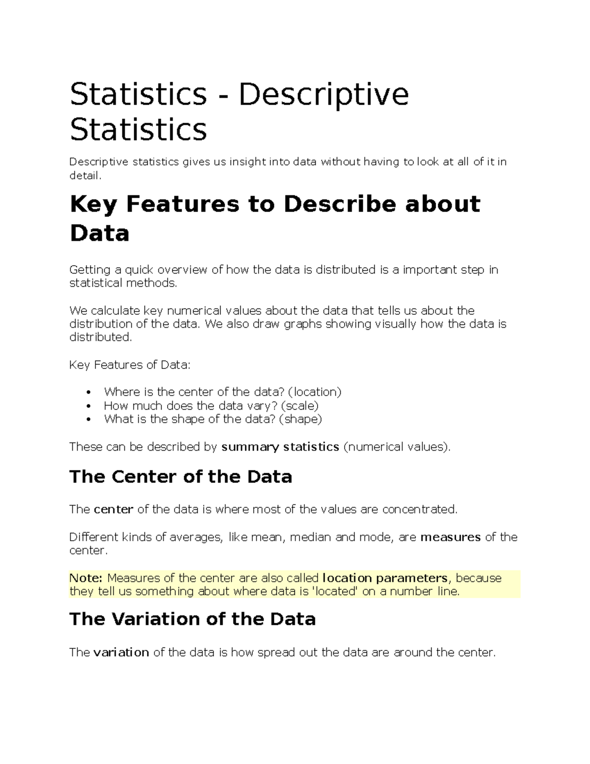 Fundamental of Statistics - Statistics - Descriptive Statistics ...